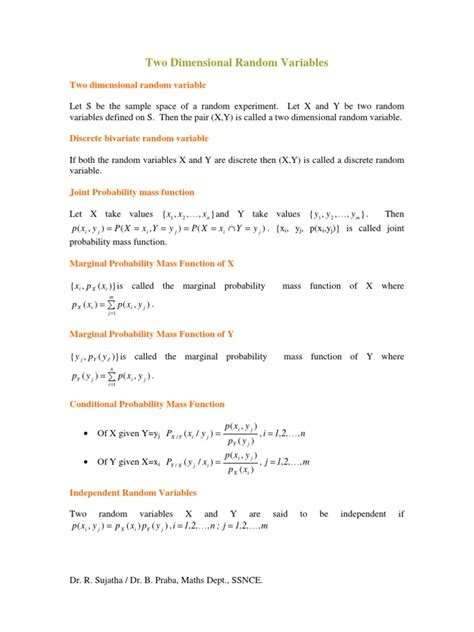 Two Dimensional Random Variable Pdf Correlation And Dependence