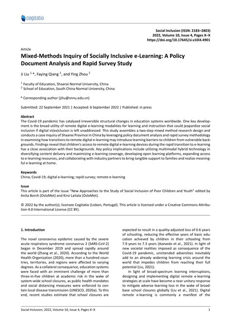 Pdf Mixed Methods Inquiry Of Socially Inclusive E Learning A Policy Document Analysis And
