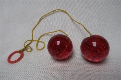 Vintage 1970 Klik Klaks Clackers Pinkish Rose W Glitter Toy Nice