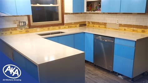 Quartz Countertop Installation With Waterfall End Youtube