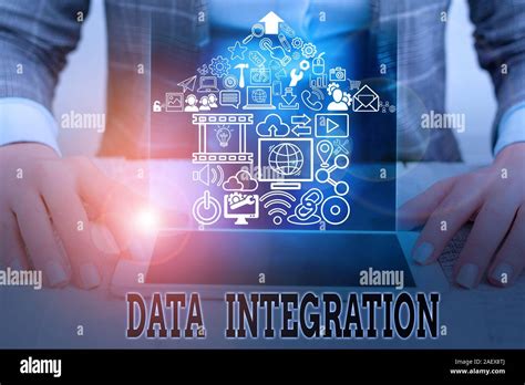 Conceptual Hand Writing Showing Data Integration Concept Meaning Involves Combining Data