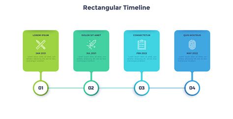 4개의 직사각형 요소와 날짜 표시가 있는 수평 타임라인 또는 순서도 회사 개발 프로세스의 4 연속 단계 개념 진행률 표시줄에 대한 간단한 평면 벡터 그림입니다 0명에 대한