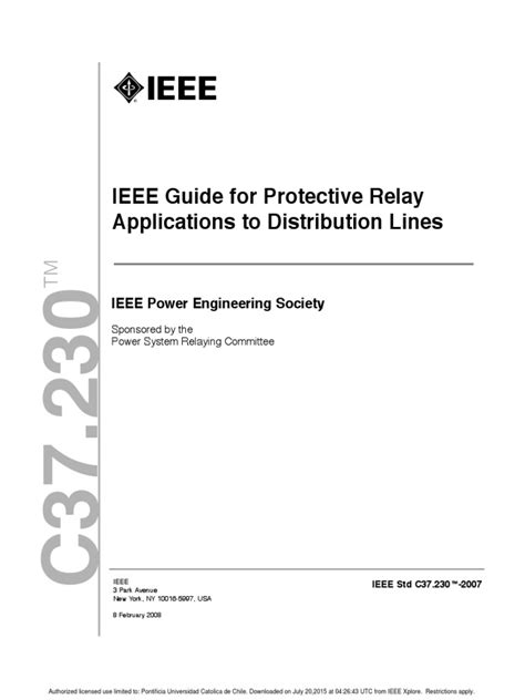 Ieee Guide For Protective Relay Application To Distribucition Lines Pdf Rectifier Power