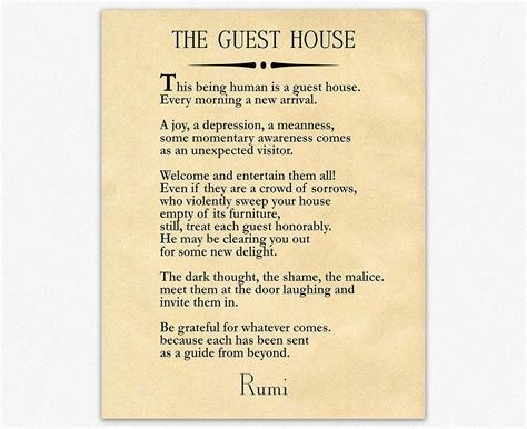 Rumi Quote The Guest House Poem By Rumi Inspiring Poem Guest House