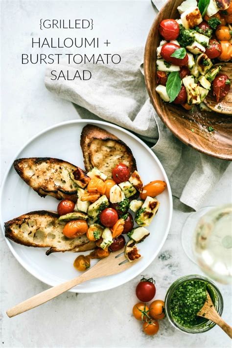 Grilled Halloumi And Burst Tomato Salad With Pesto Killing Thyme