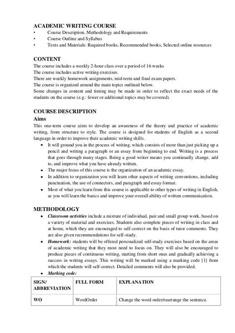 Academic Writing Course