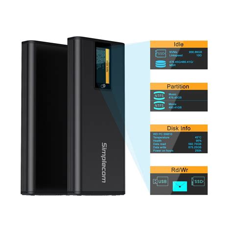 Simplecom SE NVMe SATA M SSD To USB C Enclosure With SMART LED