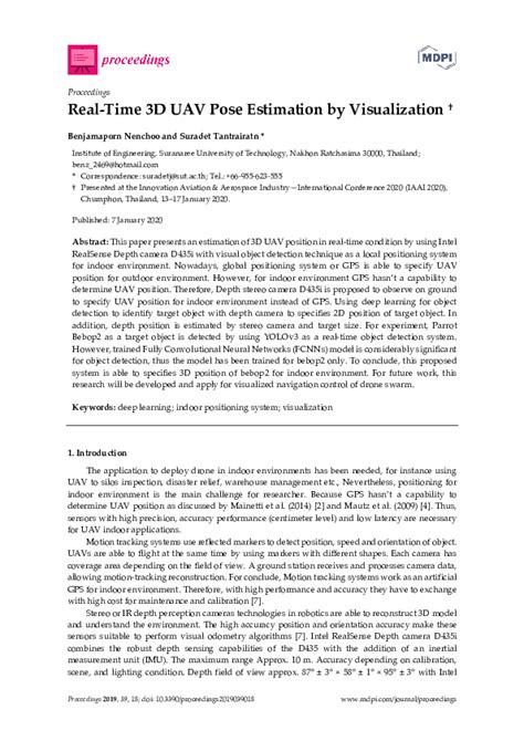 Pdf Real Time 3d Uav Pose Estimation By Visualization