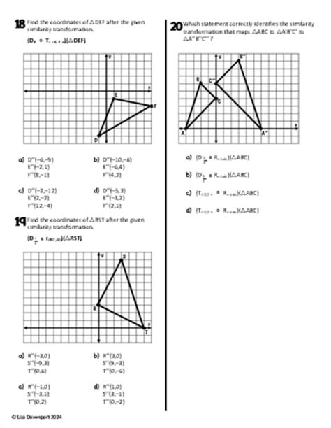 Transformations Geometry Test Printable Digital By Lisa Davenport