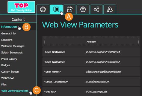 use web view parameters in app como knowledge center