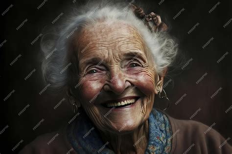 Premium Photo Smiling Old Woman Her Face Lit Up With Happiness Short