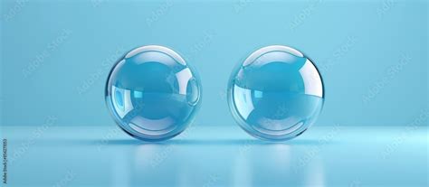 Clear Spheres On A Blue Background The Spheres Are Almost Identical In