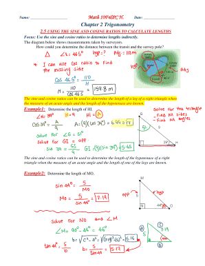 Fillable Online 2 5 Using The Sine And Cosine Ratio To Calculate Length Notse Key Pdf Fax Email