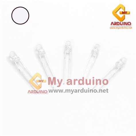 หลอดไฟ Led 3mm หลอดใส สีขาว จำนวน 5 ดวง ขาย Arduino อุปกรณ์ Arduino คุณภาพดี ราคาถูก ส่งไว ส่งฟรี