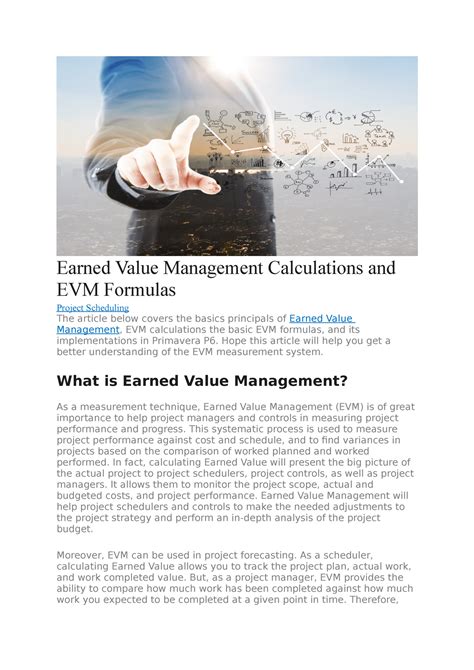 Earned Value Management Calculations And Evm Formulas Earned Value