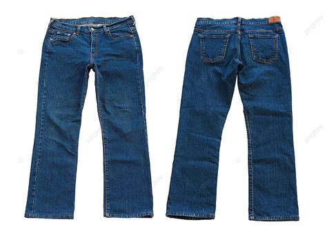White Background With Isolated View Of Front And Back Of Blue Jeans