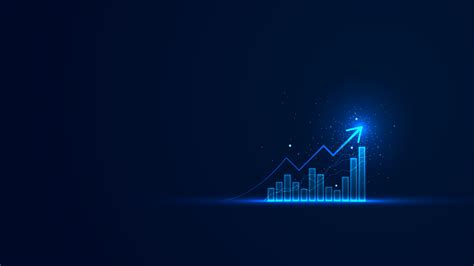 Business Growth Wallpaper With The Glowing Bar Chart Static And Up Arrow Stock Market Growth In