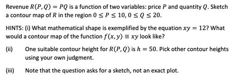 solved revenue r p q pq is a function of two variables