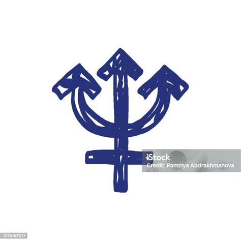 해왕성 행성 기호 픽토그램 별자리 벡터 기호입니다 손으로 그린 스케치 파란색 펜 또는 마커 그림 원시적인 아이 그림 0명에 대한 스톡 벡터 아트 및 기타 이미지 Istock