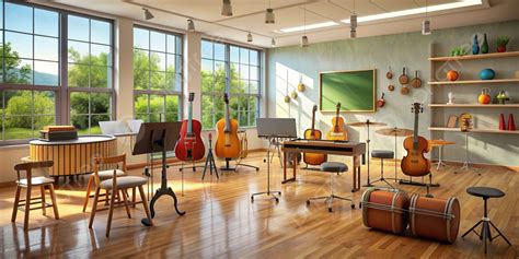 악기와 의자가 있는 음악실 내부 3d 렌더링 음악교실 내부 빈티지 음악실 어쿠스틱 악기실 배경 일러스트 및 사진 무료 다운로드 Pngtree