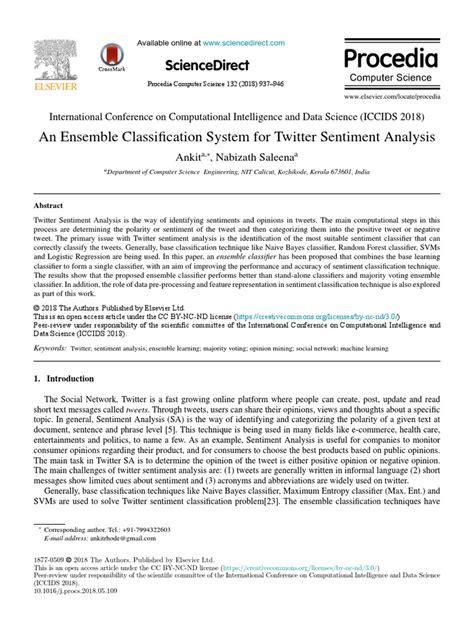 Ensemble Classifier Pdf Statistical Classification Computational Neuroscience