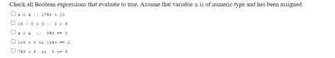 Solved Check All Boolean Expressions That Evaluate To True Chegg