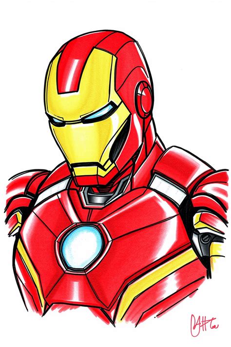 How To Draw Iron Man With Colour
