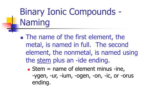 PPT Binary Ionic Compounds Compound Naming PowerPoint Presentation Free Download ID