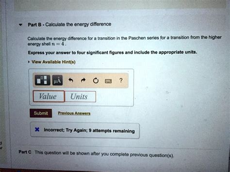 Solved Part B Calculate The Energy Difference Calculate The Energy Difference For Transition