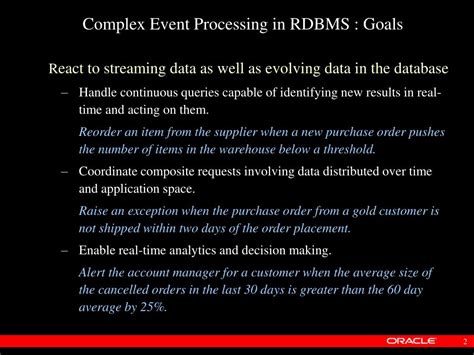 Ppt Complex Event Processing In Oracle Rdbms Use Case Order