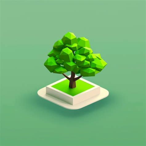 나뭇잎이 있는 3차원 기하학적 나무 보기 무료 사진