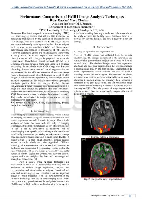 Pdf Performance Comparison Of Fmri Image Analysis Techniques Bipan Kaushal