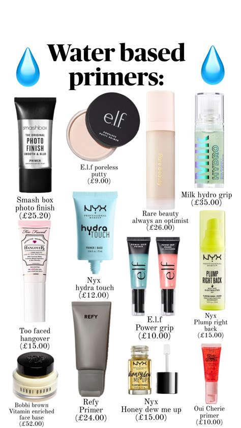 Water Based Primers Primer Makeup Beauty Skincare In 2024 Makeup Artist Tips Acne Safe