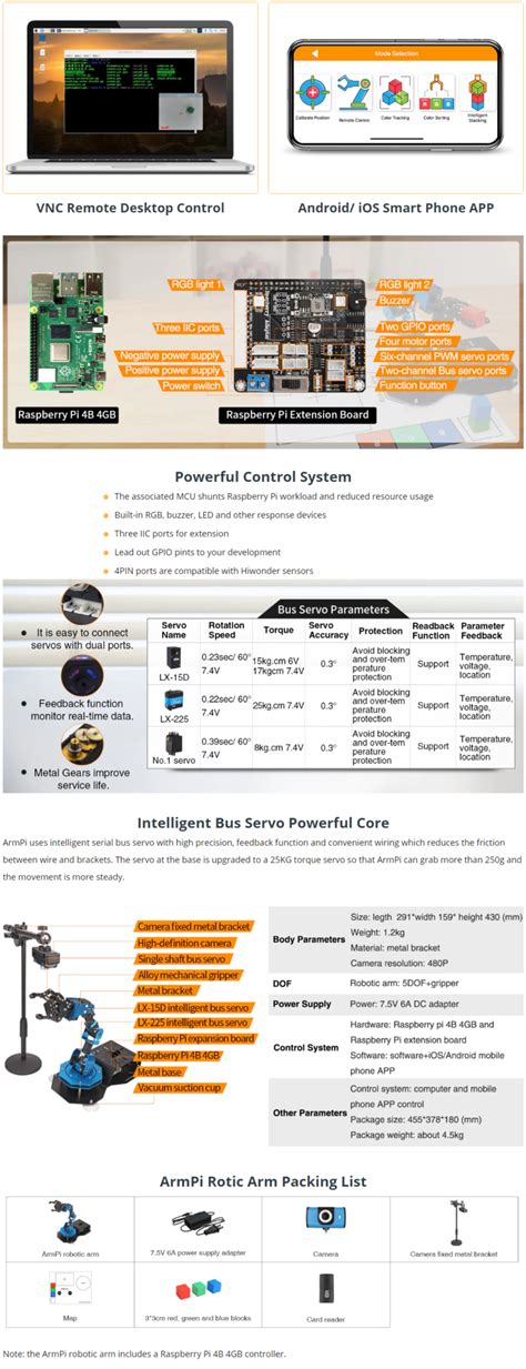 Hiwonder Armpi Raspberry Pi 4b Ai Vision Robotic Arm Python Program