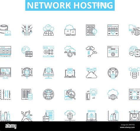Network Hosting Linear Icons Set Cloud Server Virtualization