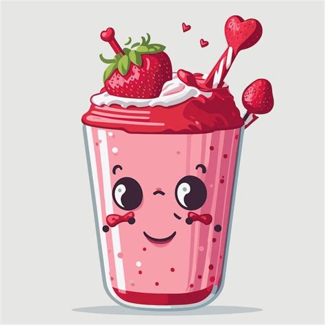Vector Cute Milkshake With Cherry Cartoon Premium Ai Generated Vector