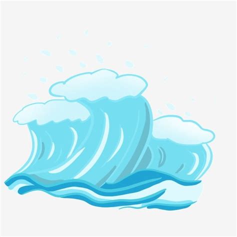 간단한 푸른 바다 일러스트 파도 그림 웨이브 클립 아트 만화 바다 파도 푸른 파도 Png 일러스트 및 Psd 이미지 무료