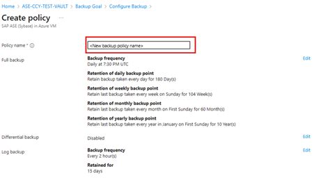 Configure Backup For Sap Ase Sybase Database On Azure Vms Using Azure Portal Azure Backup
