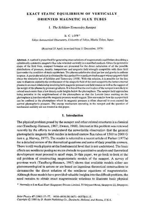 Pdf Exact Static Equilibrium Of Vertically Oriented Magnetic Flux Tubes Dokumen Tips