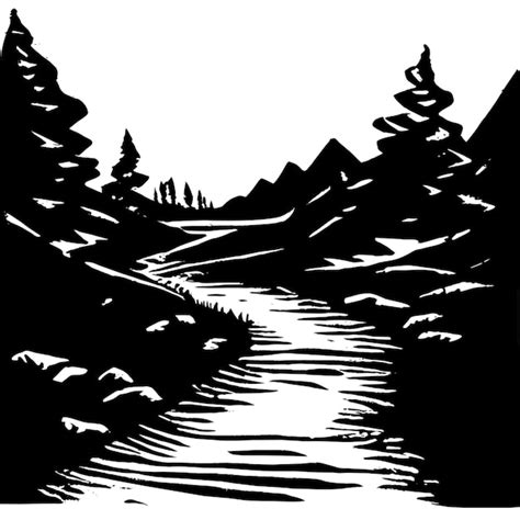 A Stream Vector Illustration Linocut Premium Ai Generated Vector