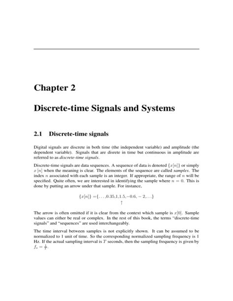Chapter 2 Discrete Time Signals And Systems 2 1 Discrete