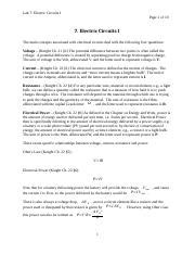 Lab 7 Electric Circuits I PHYS 126 Docx Lab 7 Electric Circuits I Page 1 Of 10 7