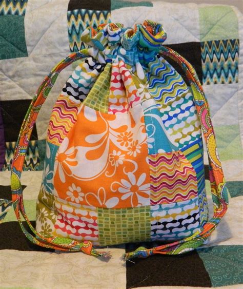 Patchwork Drawstring Bag Weekend Sewing Drawstring Bag Diy Drawstring Bag