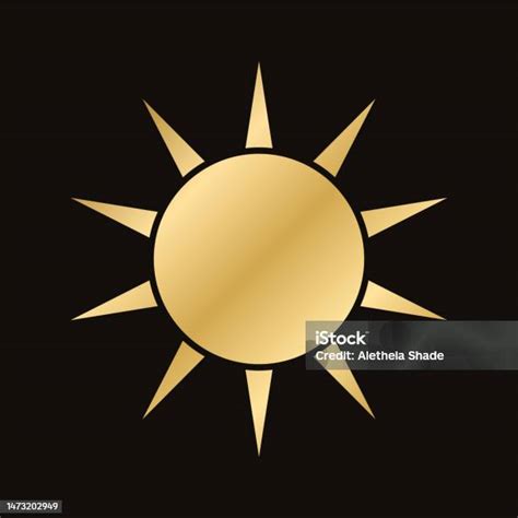 황금 천상의 태양 아이콘 로고 프레임입니다 템플릿 인쇄물 웹 소셜 미디어 게시물을위한 간단한 현대 추상 디자인 개념에 대한 스톡 벡터 아트 및 기타 이미지 Istock