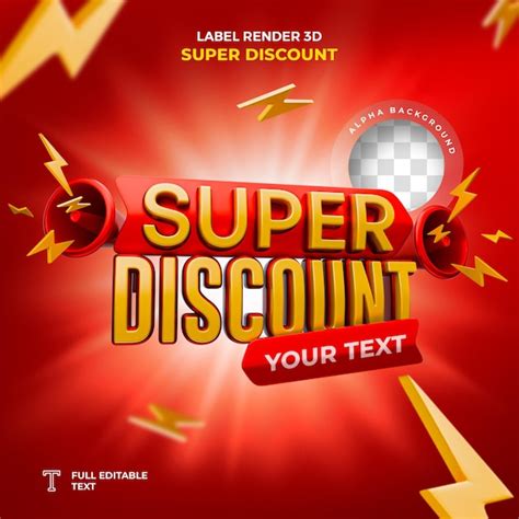 Premium Psd Psd Super Discounts 3d Render Label Isolated In