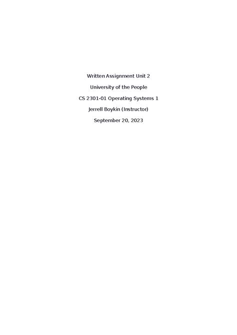 Written Assignment Cs2301 Written Assignment Unit 2 University Of The