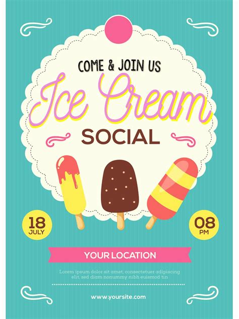 Ice Cream Flyer Template Printable Invitation Card Templates