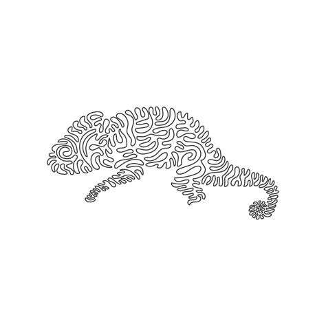 Continuous Curve One Line Drawing Of Beautiful Reptile Curve Abstract Art Single Line Editable