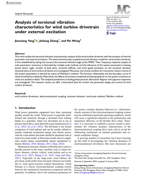 Pdf Analysis Of Torsional Vibration Characteristics For Wind Turbine Drivetrain Under External