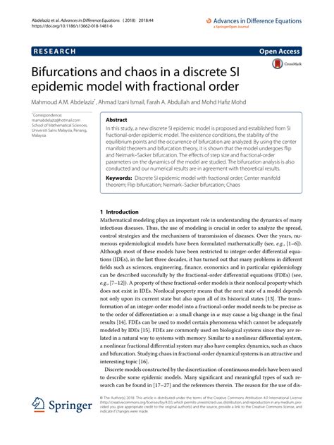 Pdf Bifurcations And Chaos In A Discrete Si Epidemic Model With